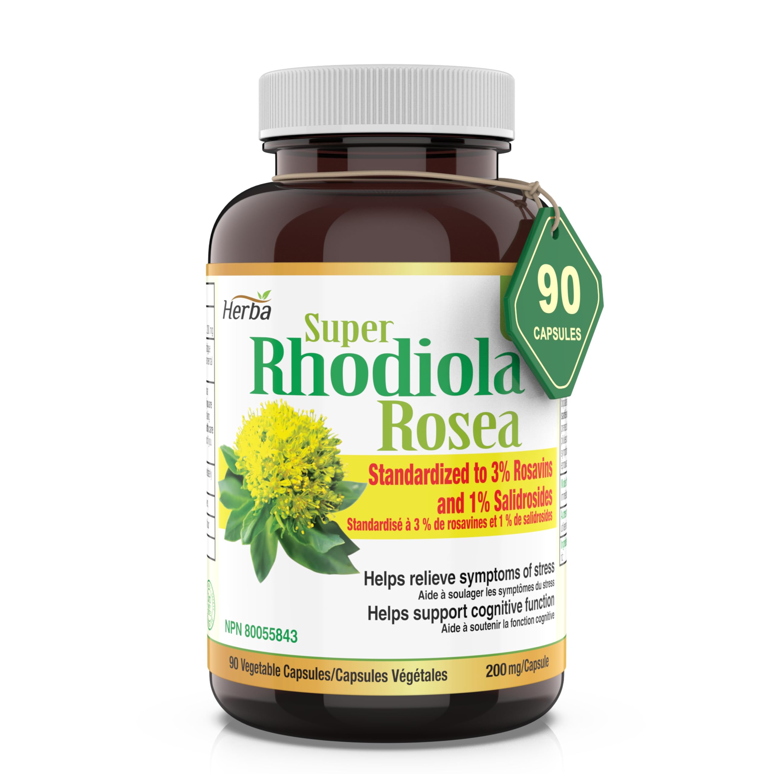Rhodiola Rosea Supplement 200mg - 90 Vegetable Capsules | Made in Cana ...