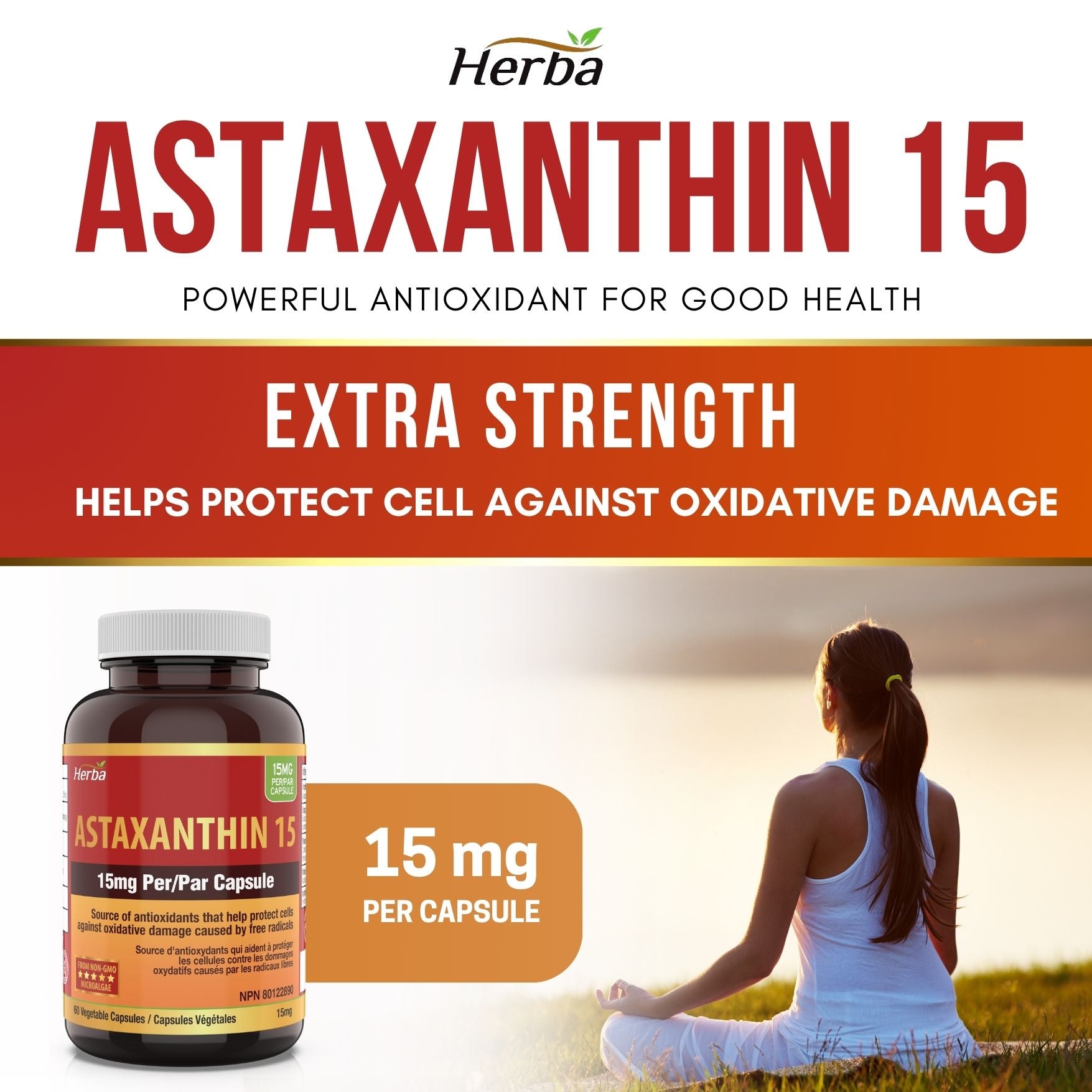 Astaxanthin Supplement 15mg – 60 Vegetable Capsules | Made in Canada ...