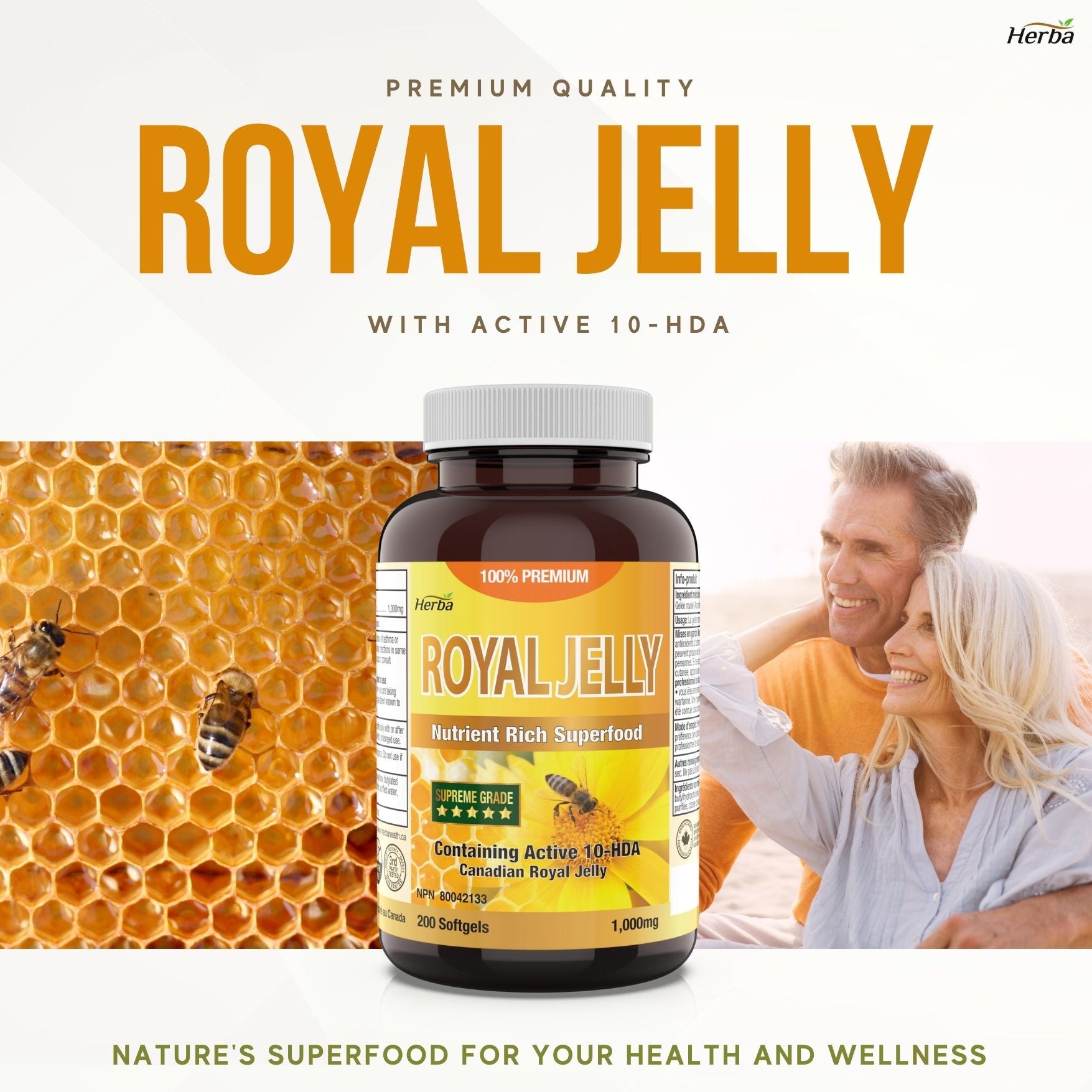 Buy Royal Jelly Capsules 1000mg - 200 Softgels | Made in Canada – Herba
