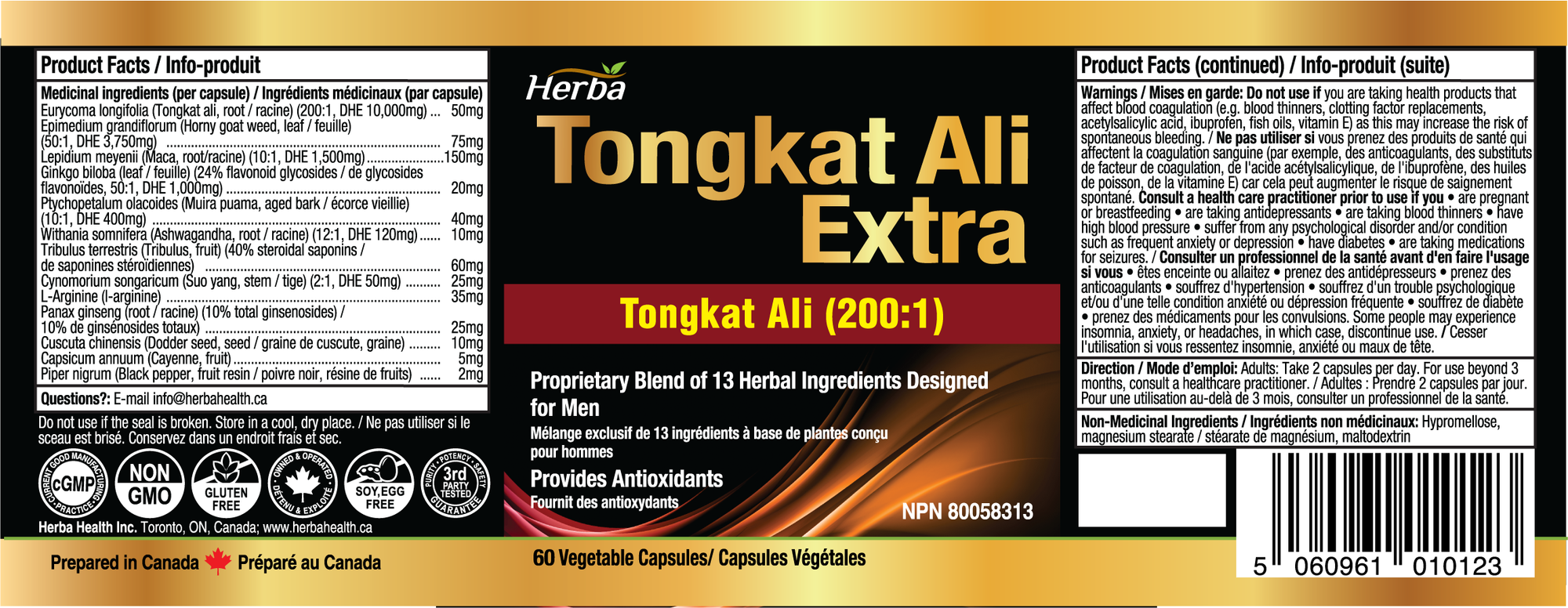 Tongkat Ali Capsules 200:1 – 60 Vegetable Capsules | 10,000mg Raw Tong ...