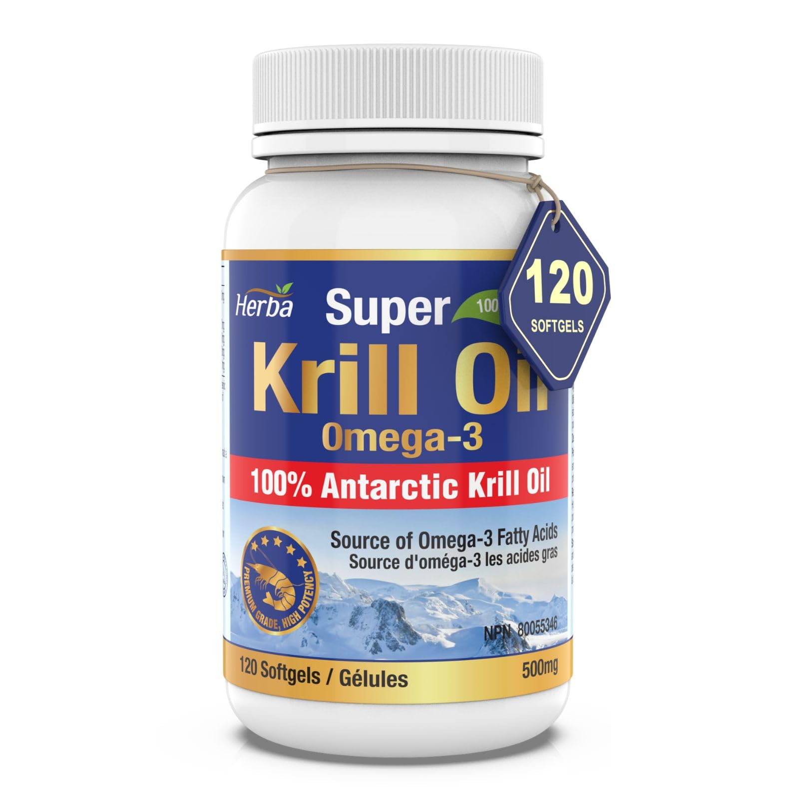Antarctic Krill Oil 500mg - 120 Softgels | Made in Canada – Herba