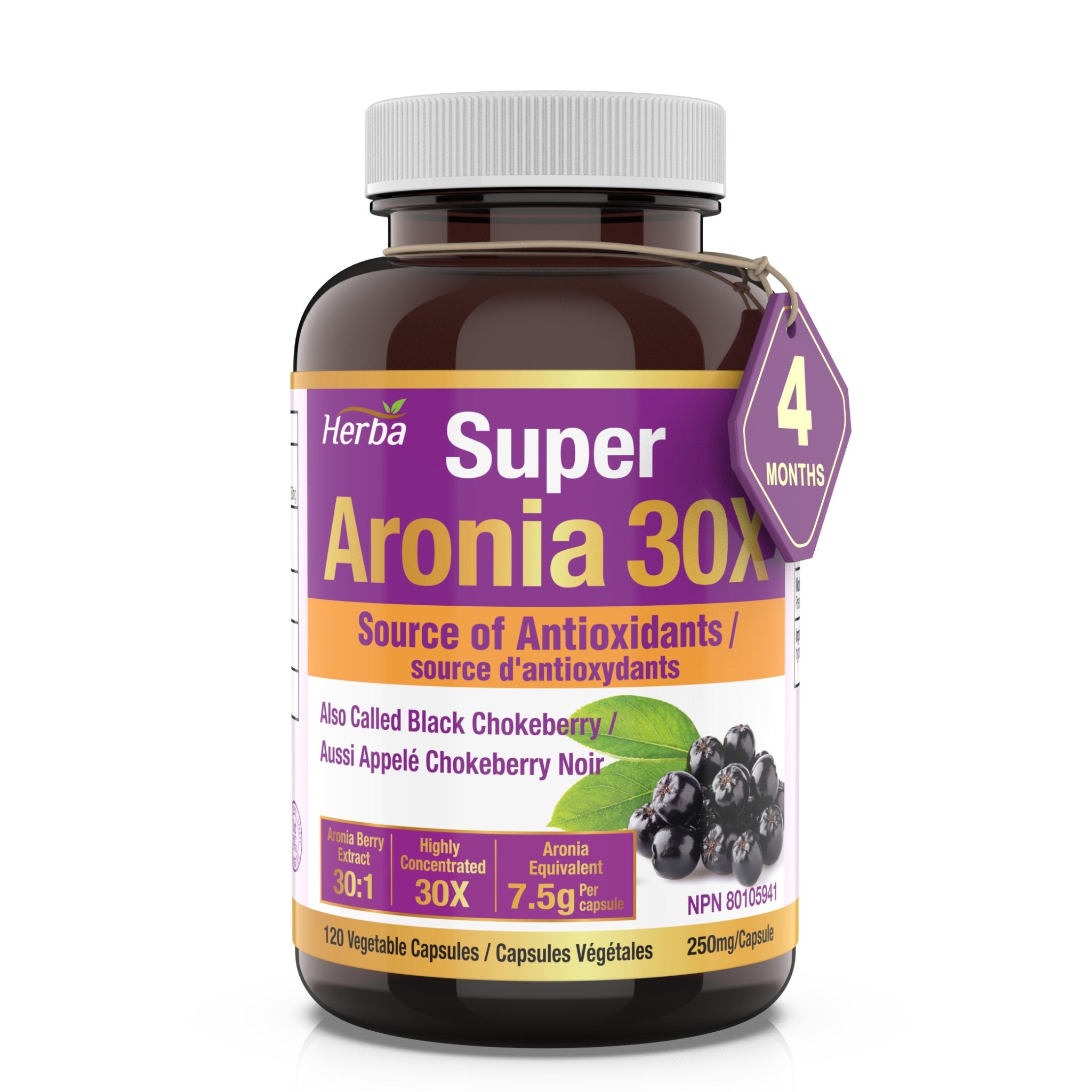 Aronia Berry Extract 250mg – 120 Capsules | 7500mg Fruit Equivalent ...