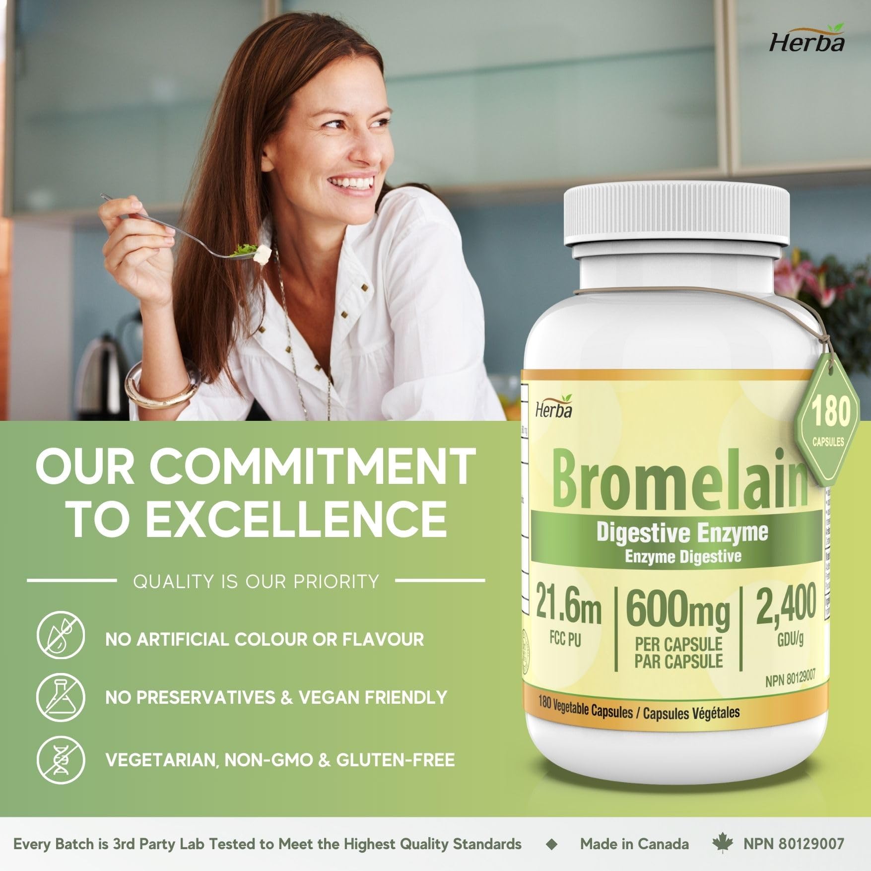 Buy Bromelain Supplement 600mg – 180 Capsules | 2,400 GDU/g Max Potency ...