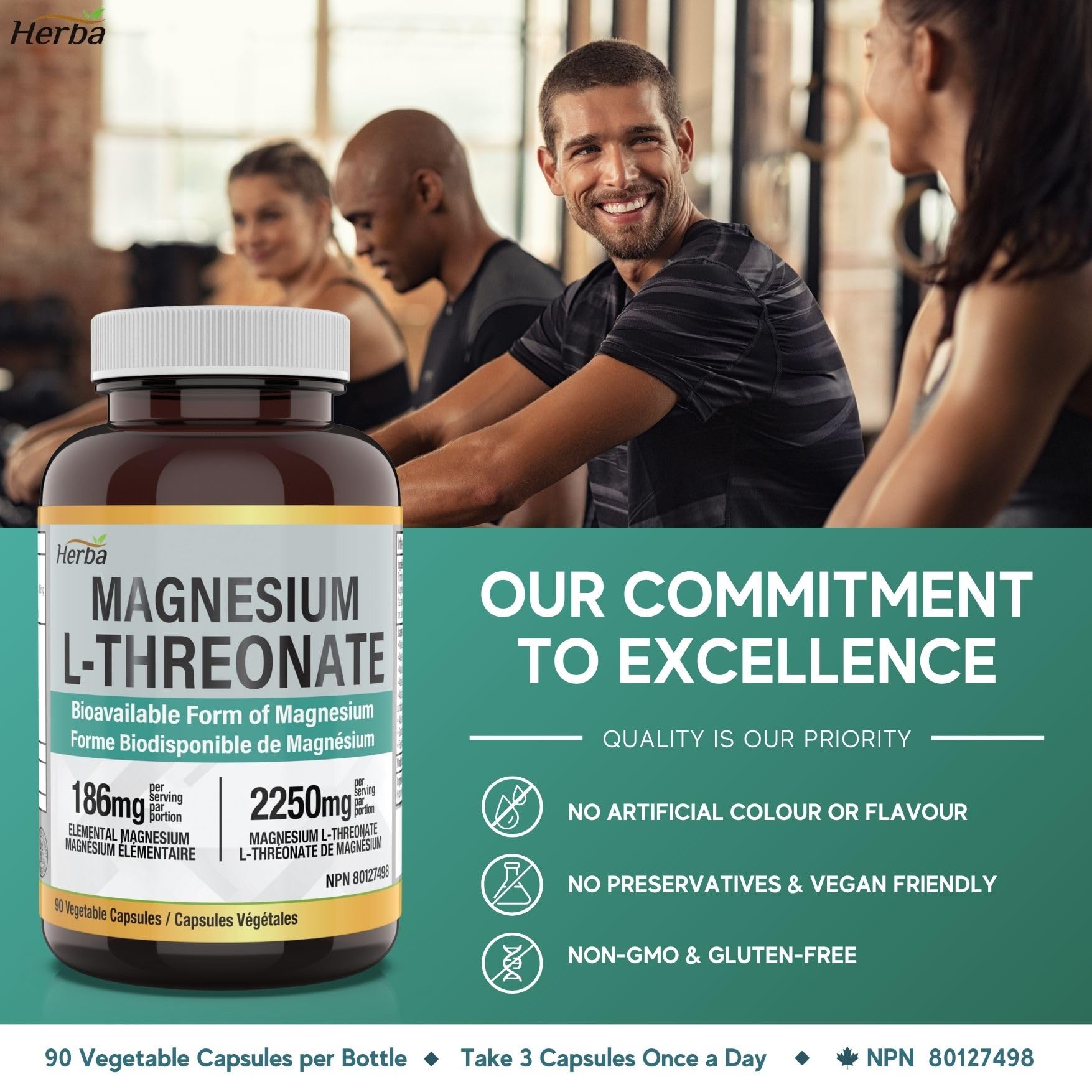 Magnesium L-Threonate Supplement – 186mg | Made in Canada | 90 Vegetab ...