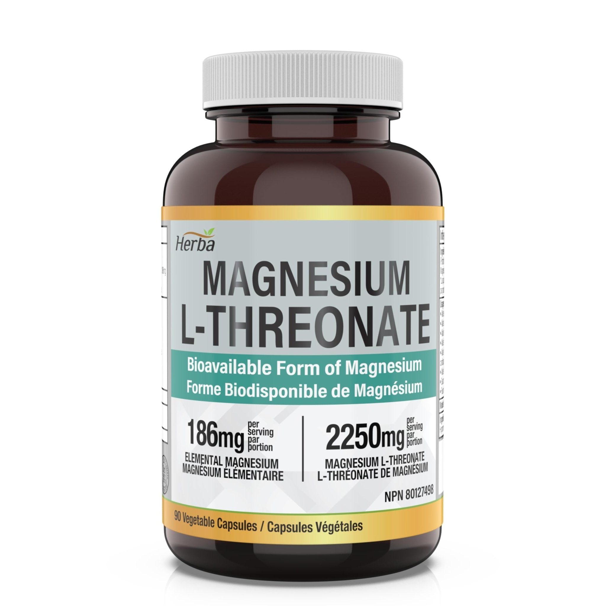 Magnesium L-Threonate Supplement – 186mg | Made in Canada | 90 Vegetab ...