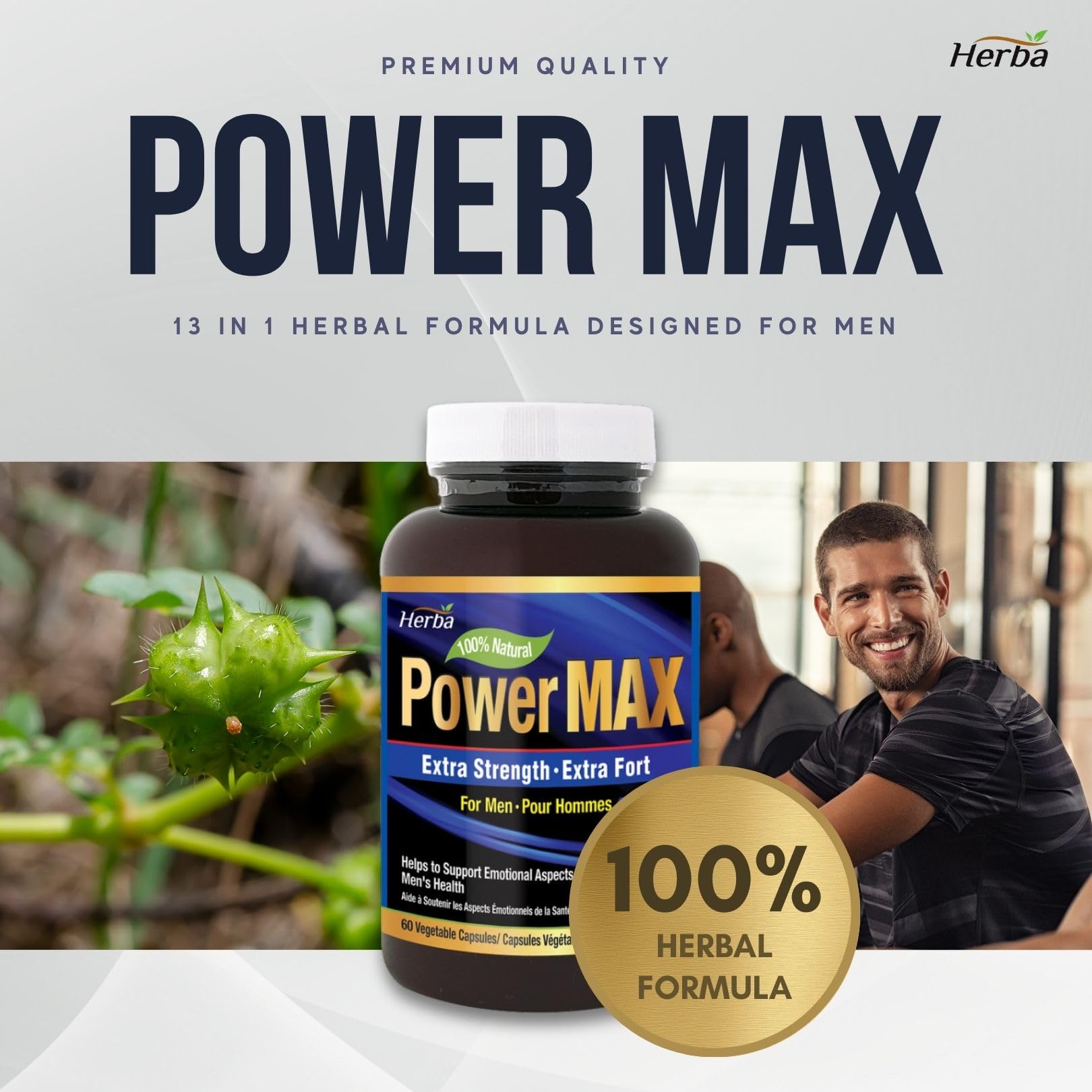 Puissance Max - 60 capsules | Tongkat Ali, Maca, Tribulus, Panax Ginse – Herba
