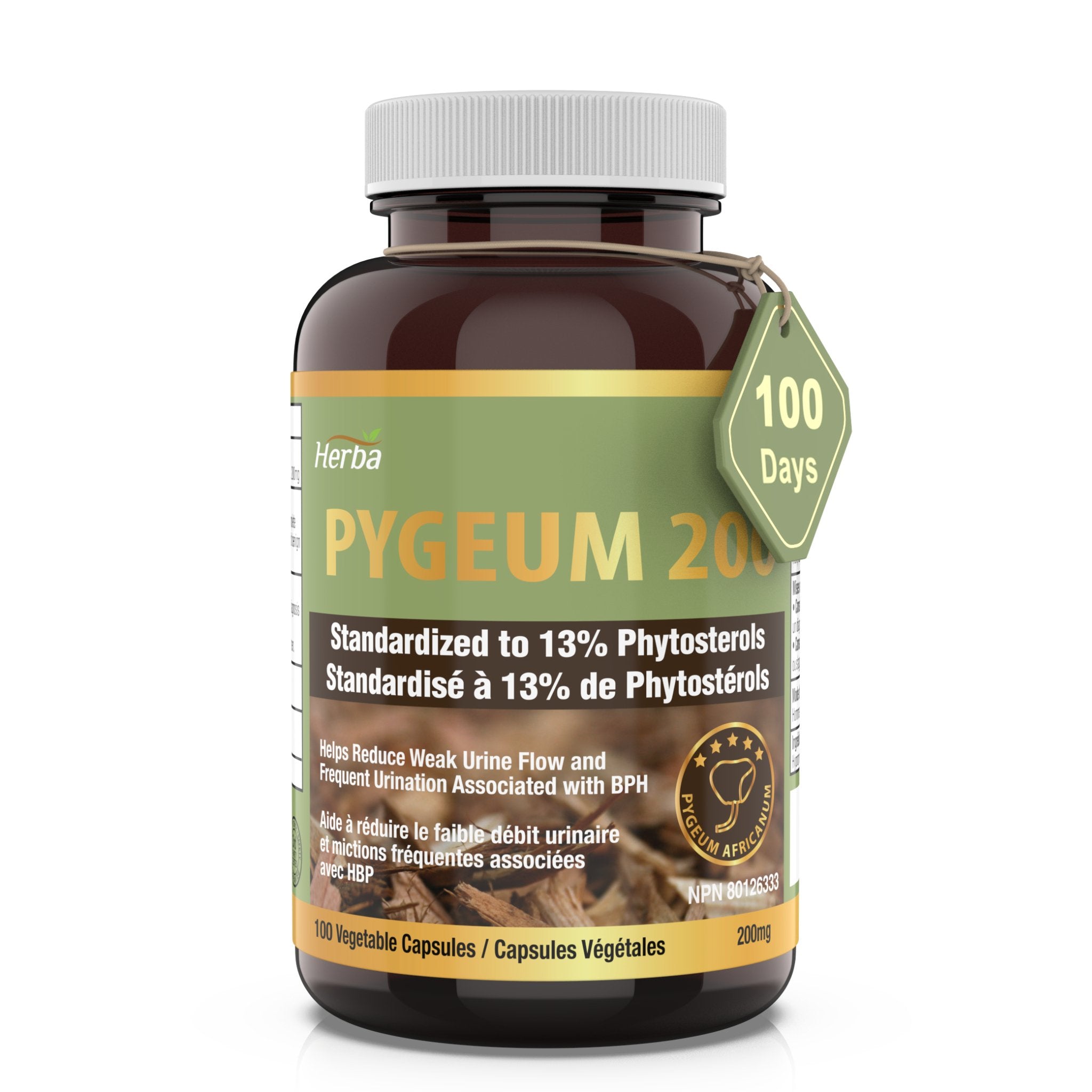 Pygeum Supplement 200mg – 100 Capsules | Made in Canada – Herba